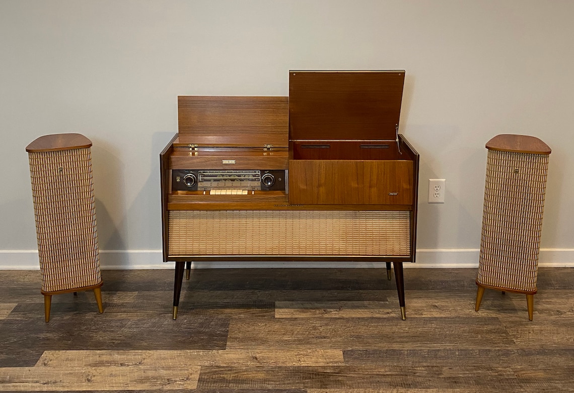 1960's Grundig Console Stereo with matching satellite | Etsy
