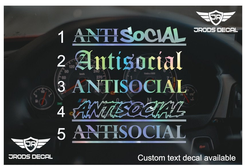 Antisocial JDM Car Decal Sticker - Windshield Banner - Etsy