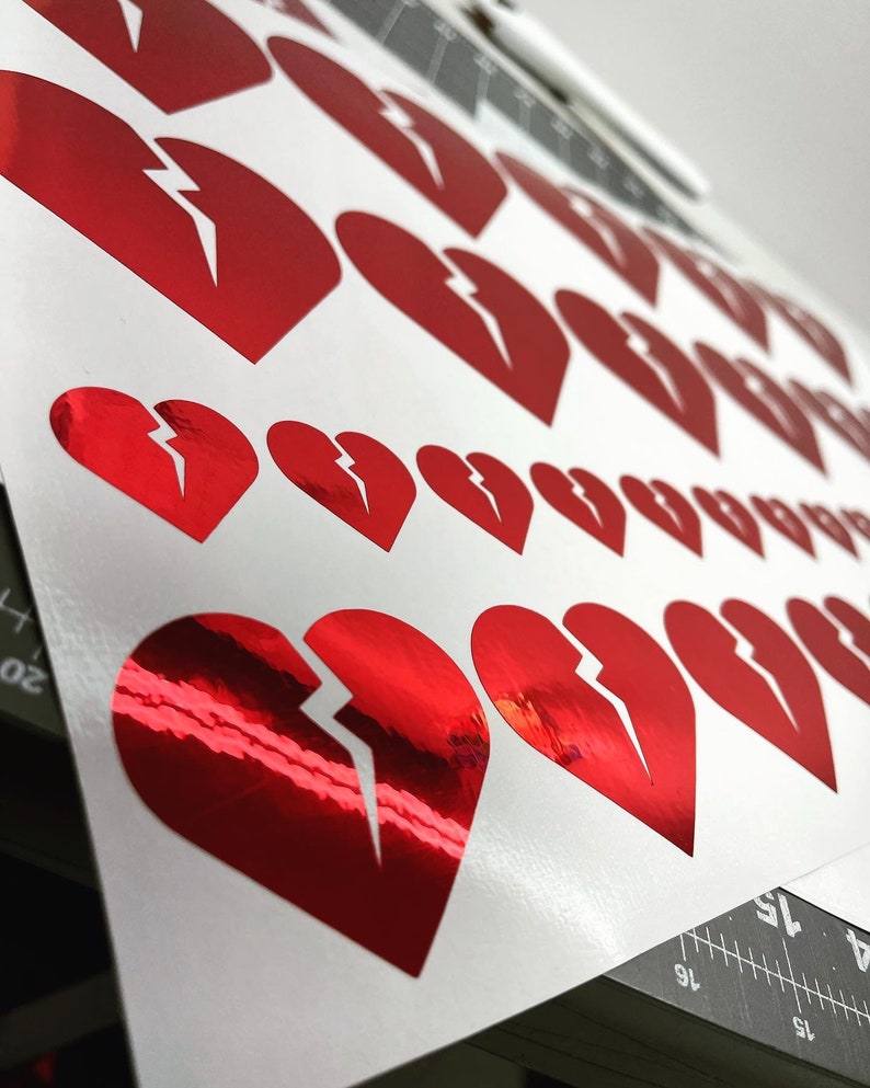 Broken Hearts Full Sheet Car Decal Stickers | Etsy