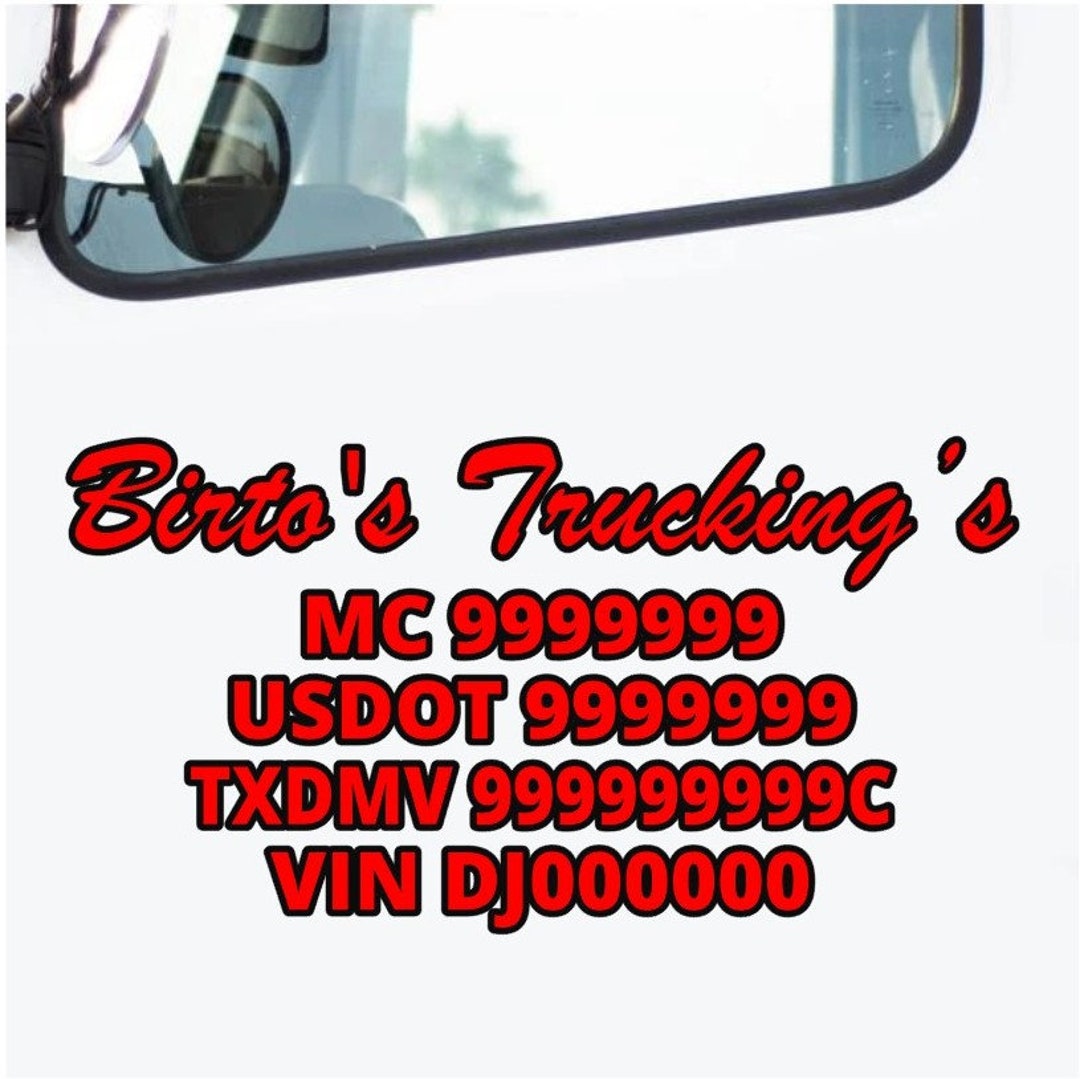 Custom US DOT Number Decals for Trucks, Tow Trucks - Vinyl Stickers - Etsy