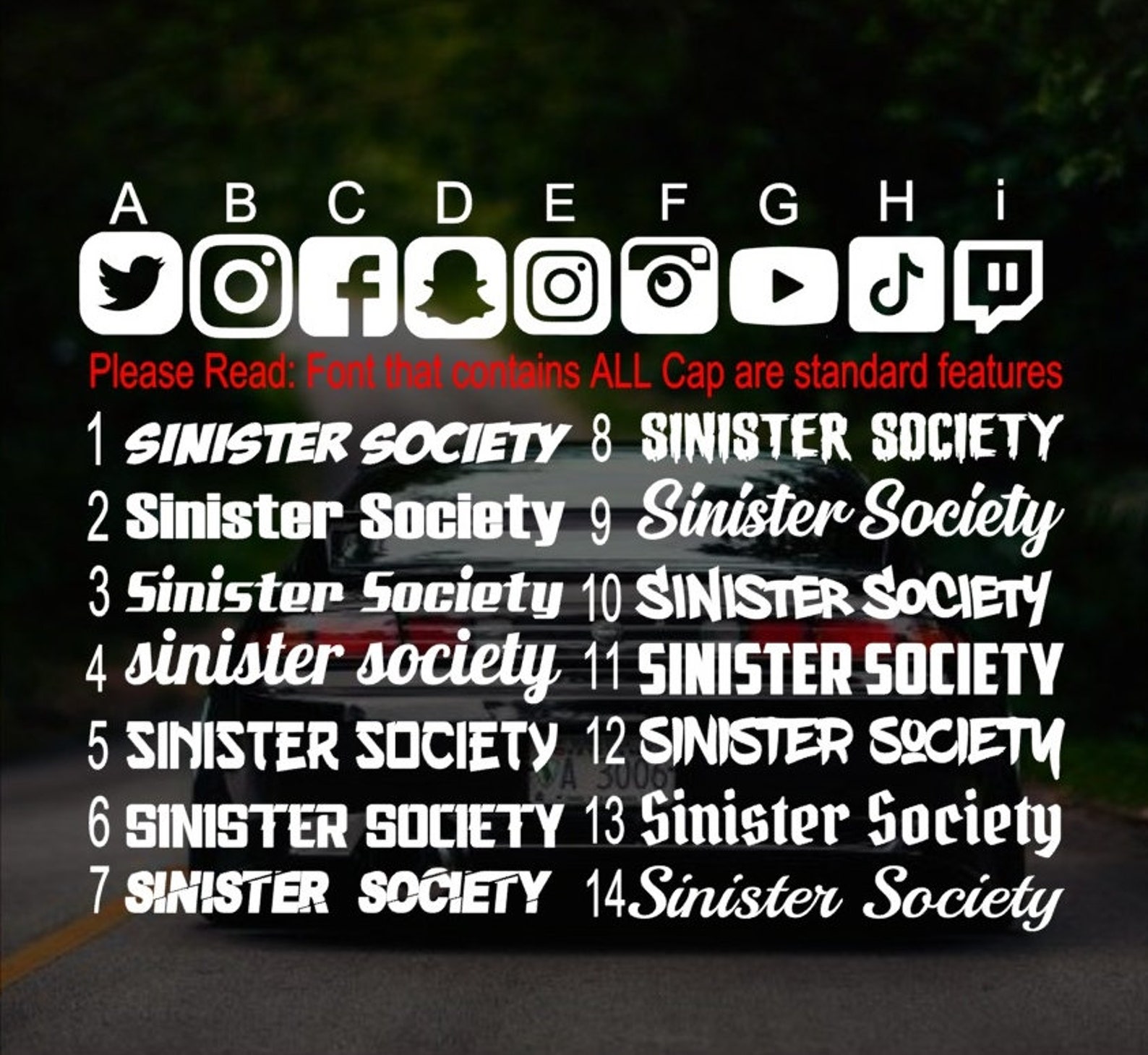 Facebook Decals for Cars Lettering Stickers Snapchat - Etsy