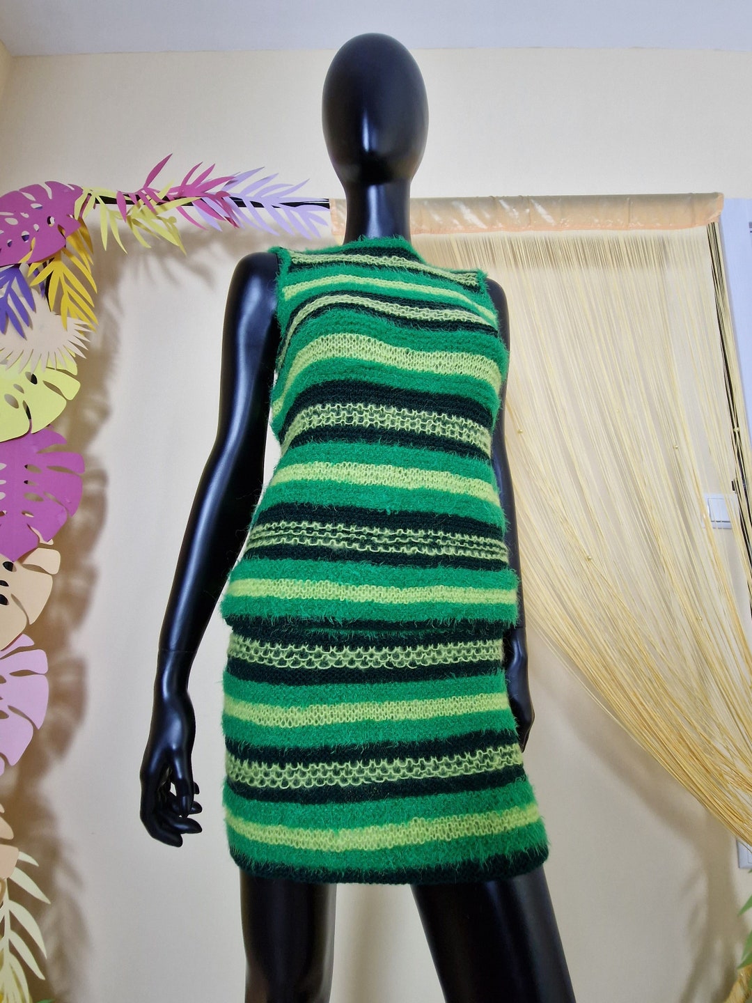 Handmade Woman Set, Hand Knitted Top and Skirt, Knit Sweater, Knit ...