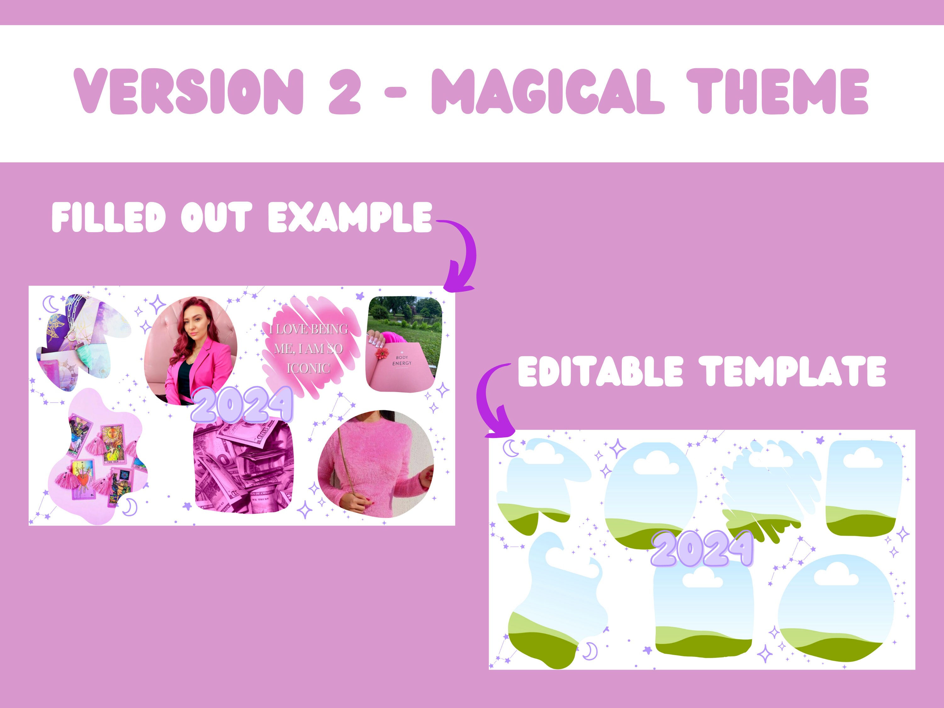 2024 Vision Board Template Canva Editable Vision Board Vision Board