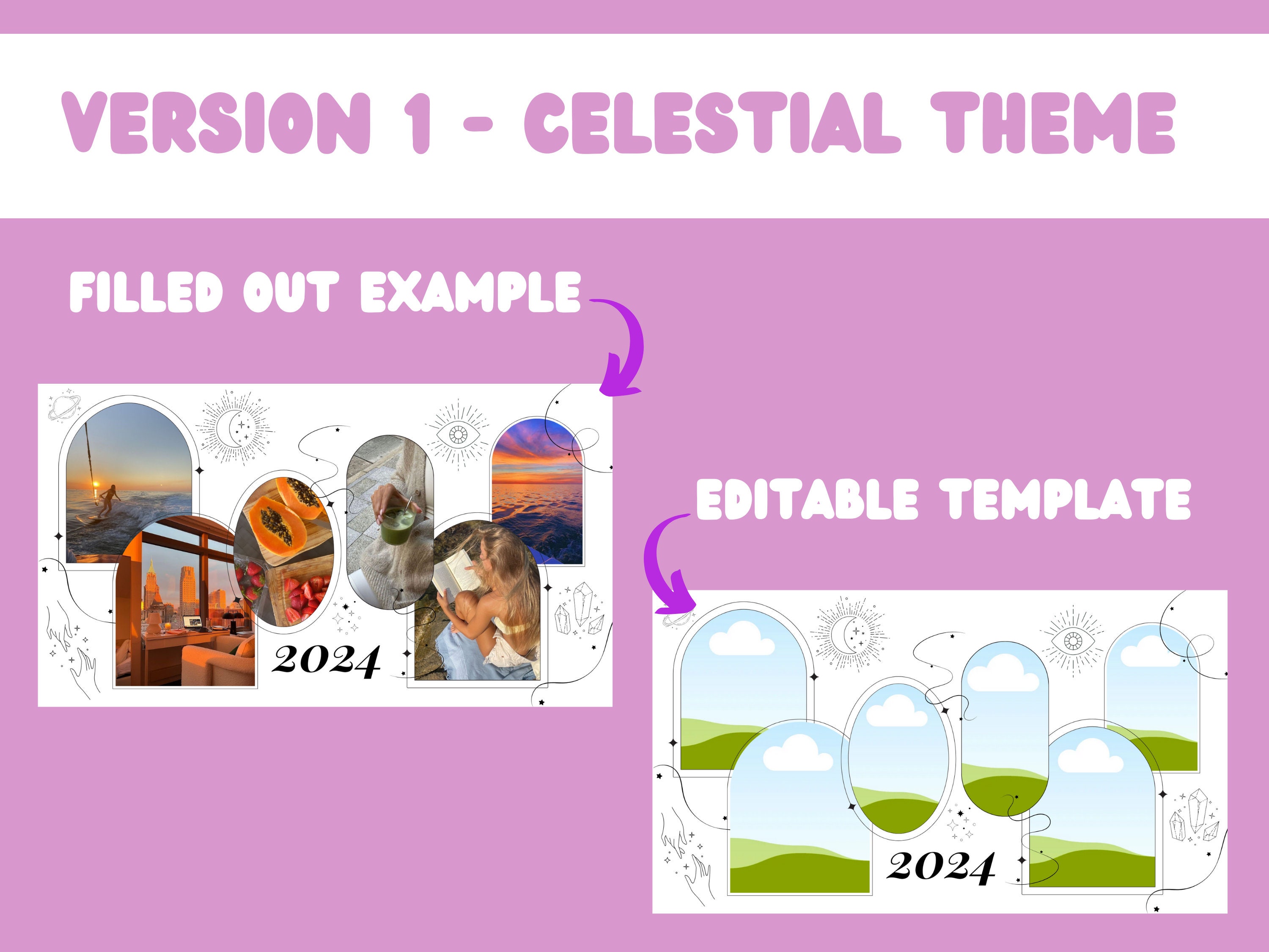 2024 Vision Board Template Canva Editable Vision Board Vision Board