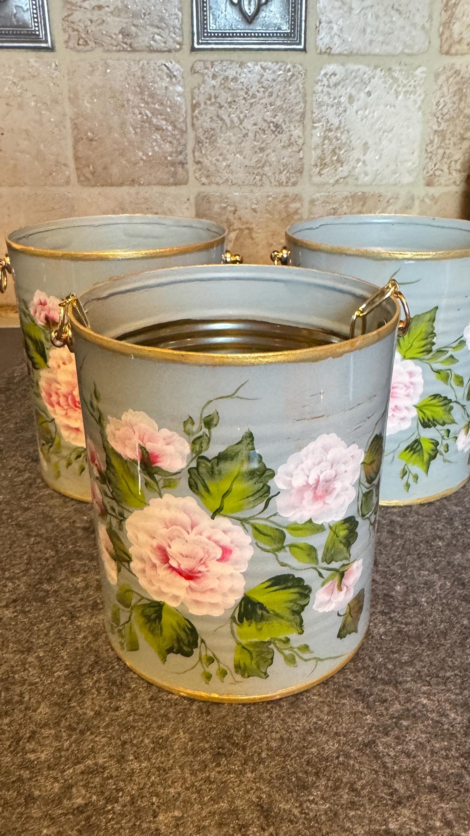 Tin Cans, Painted Tin Cans, Flower Painted Tin Cans, Recycled Tin Cans ...