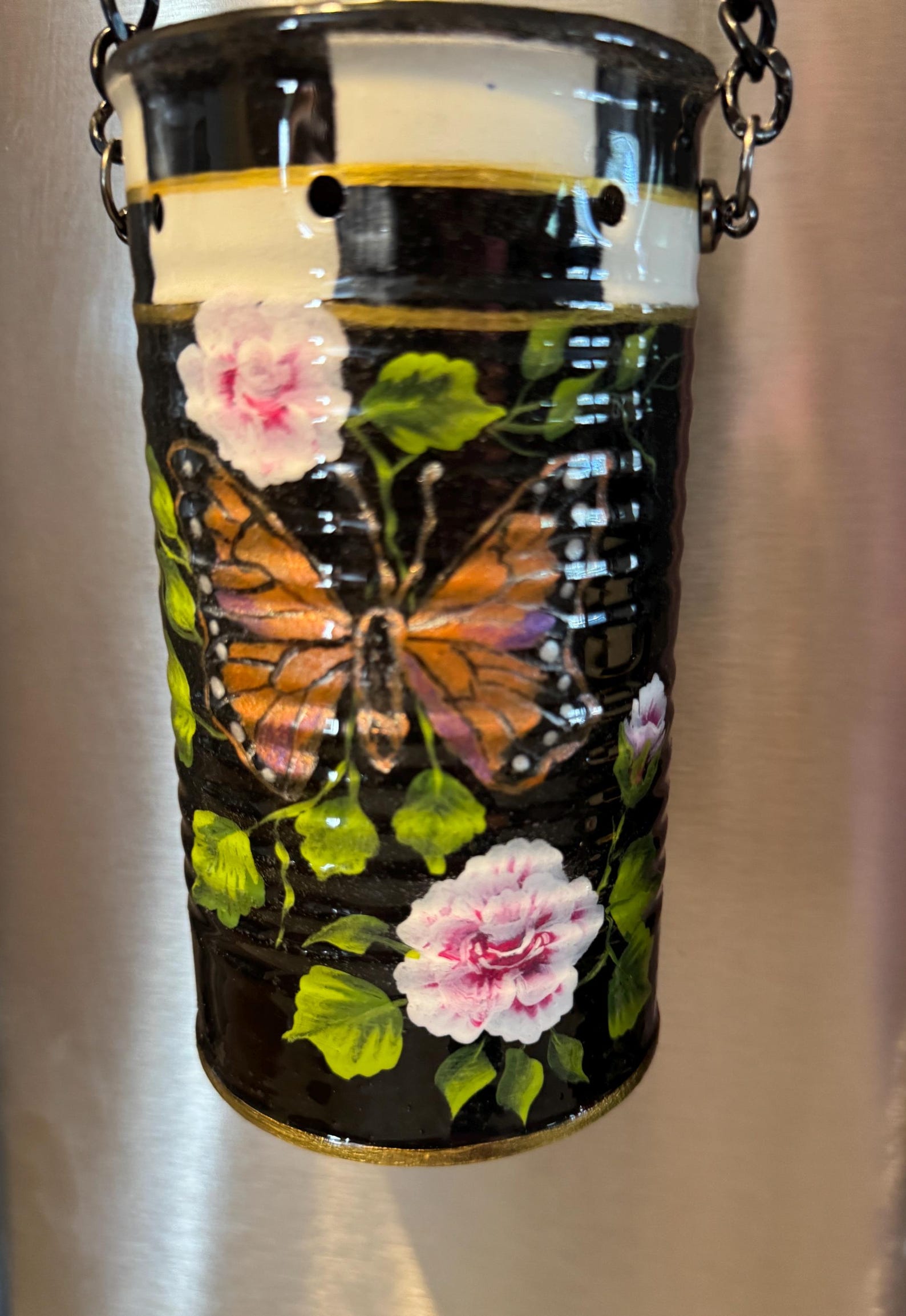 Tin Cans, Painted Tin Cans, Recycled Tin Cans, Set of the 2 Cans ...