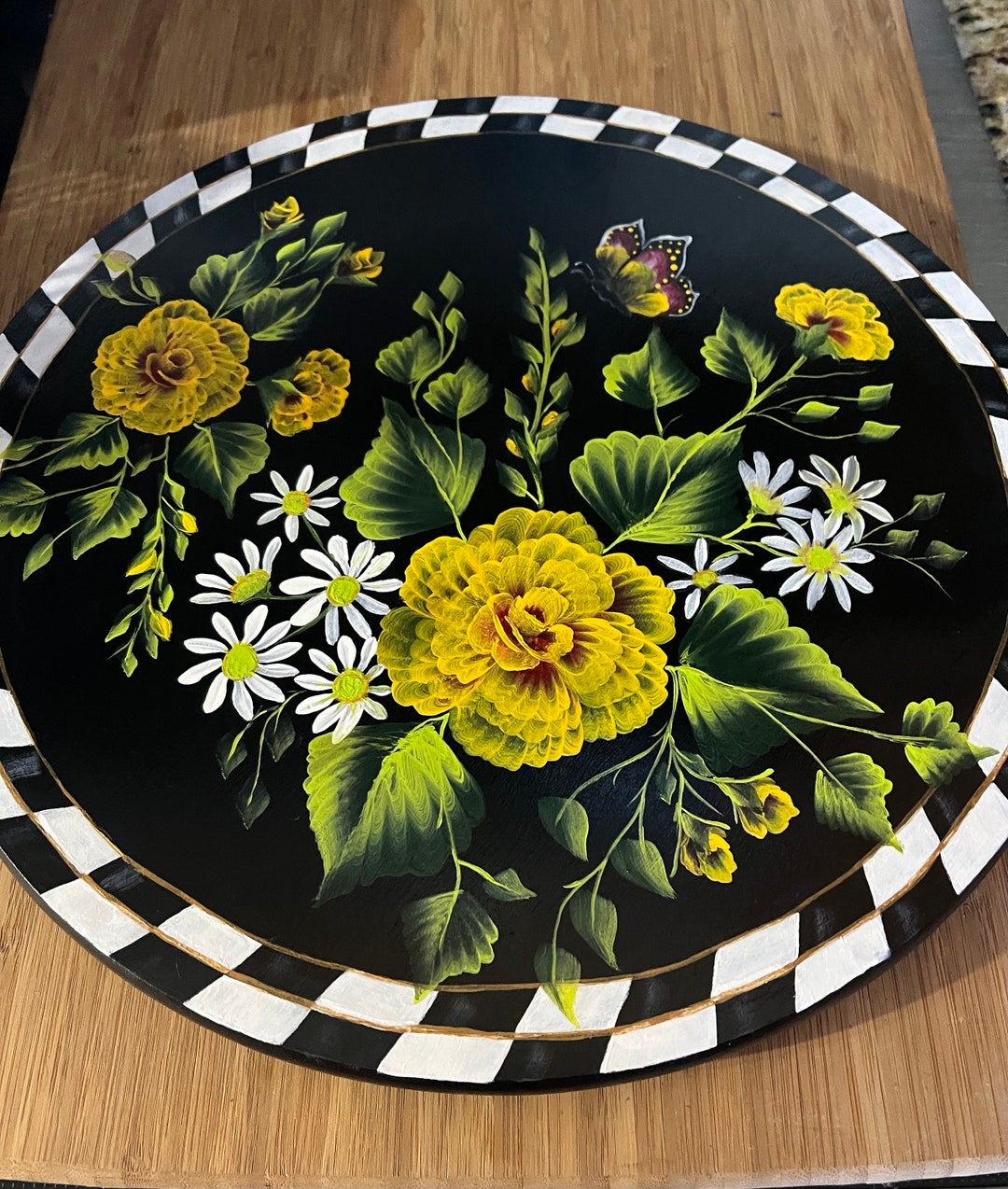 Lazy Susan, Hand Painted Lazy Susan, Turntable, Painted Turntable ...