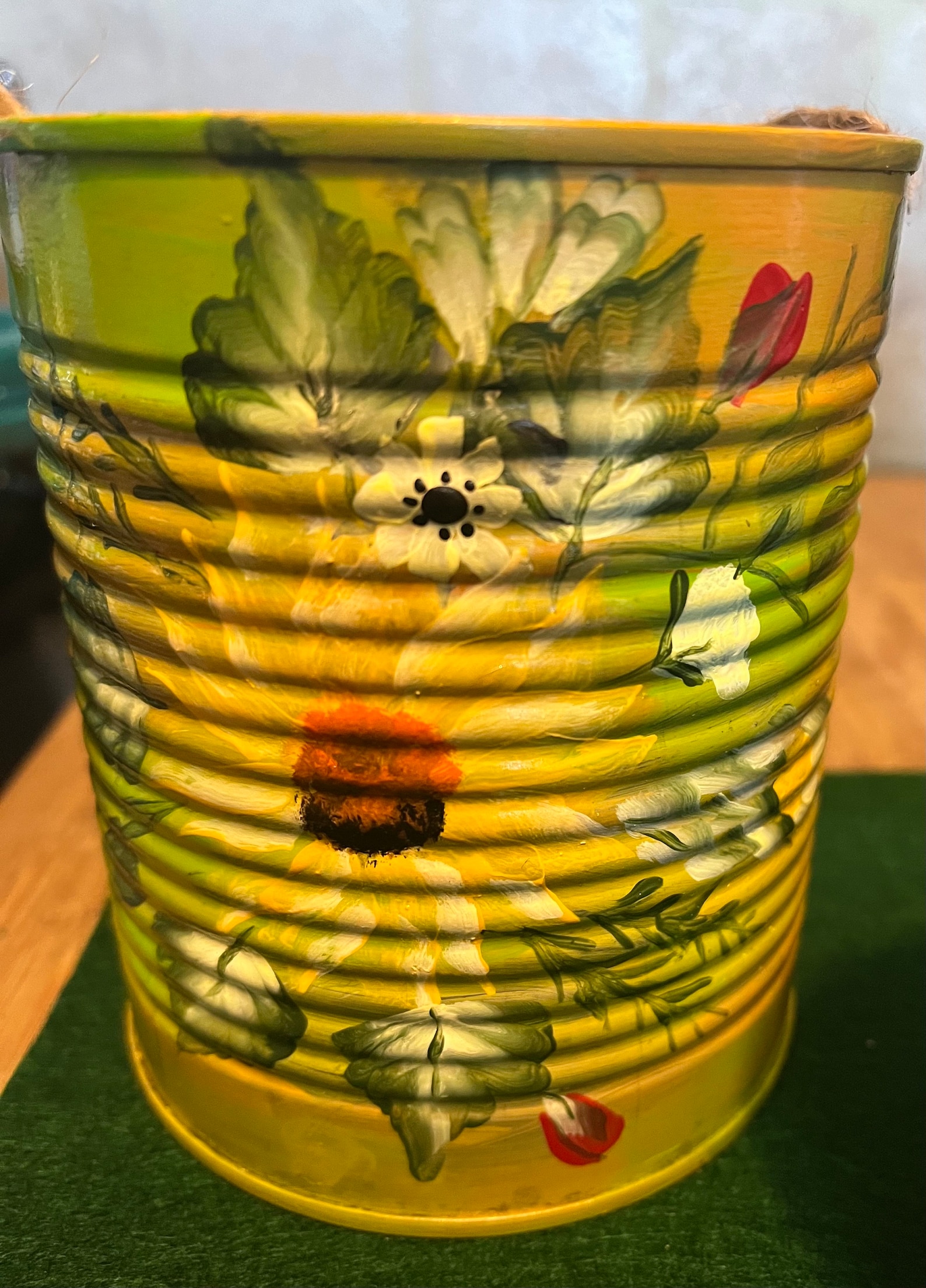 Tin Cans, Painted Tin Cans, Flower Painted Tin Cans, Recycled Tin Cans ...