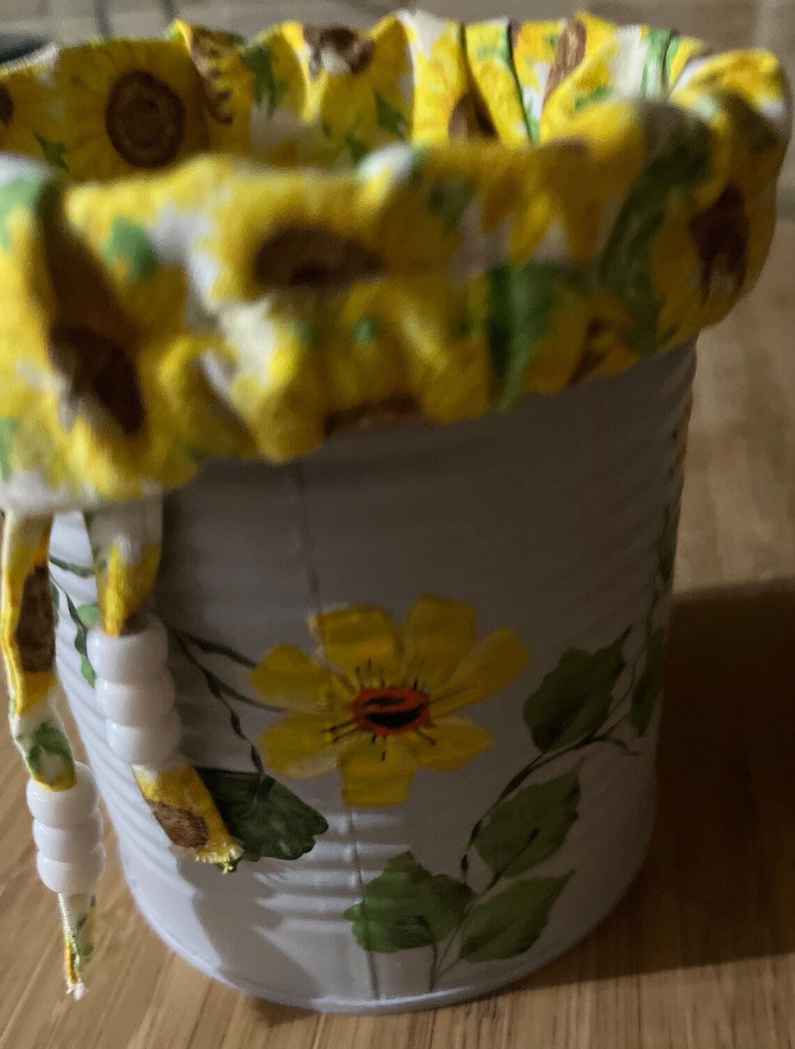 Sunflower Painted Can, Recycled Can, Recycled Tin Can, Hand Painted Can ...