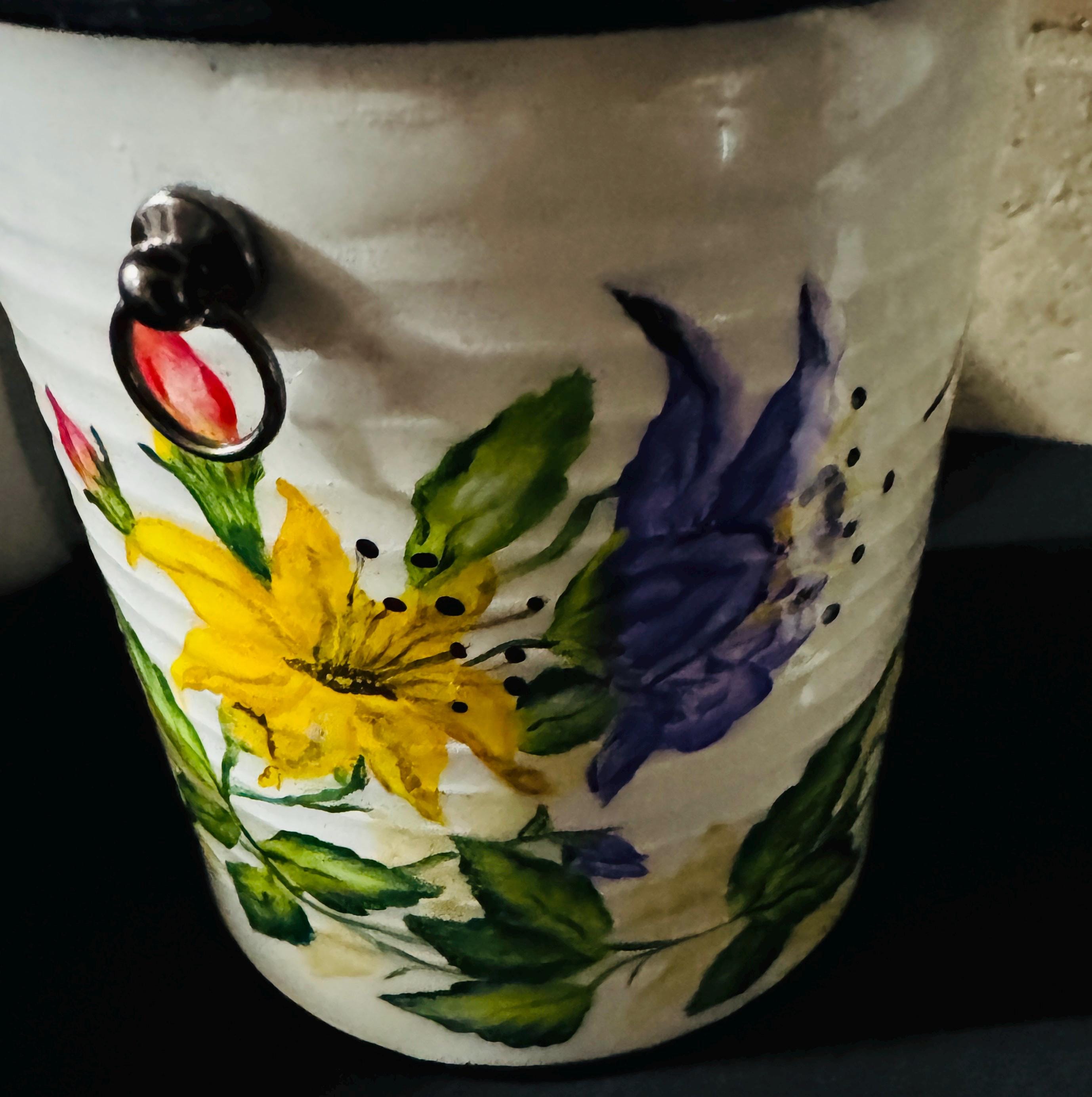Tin Cans, Painted Tin Cans, Flower Painted Tin Cans, Recycled Tin Cans ...