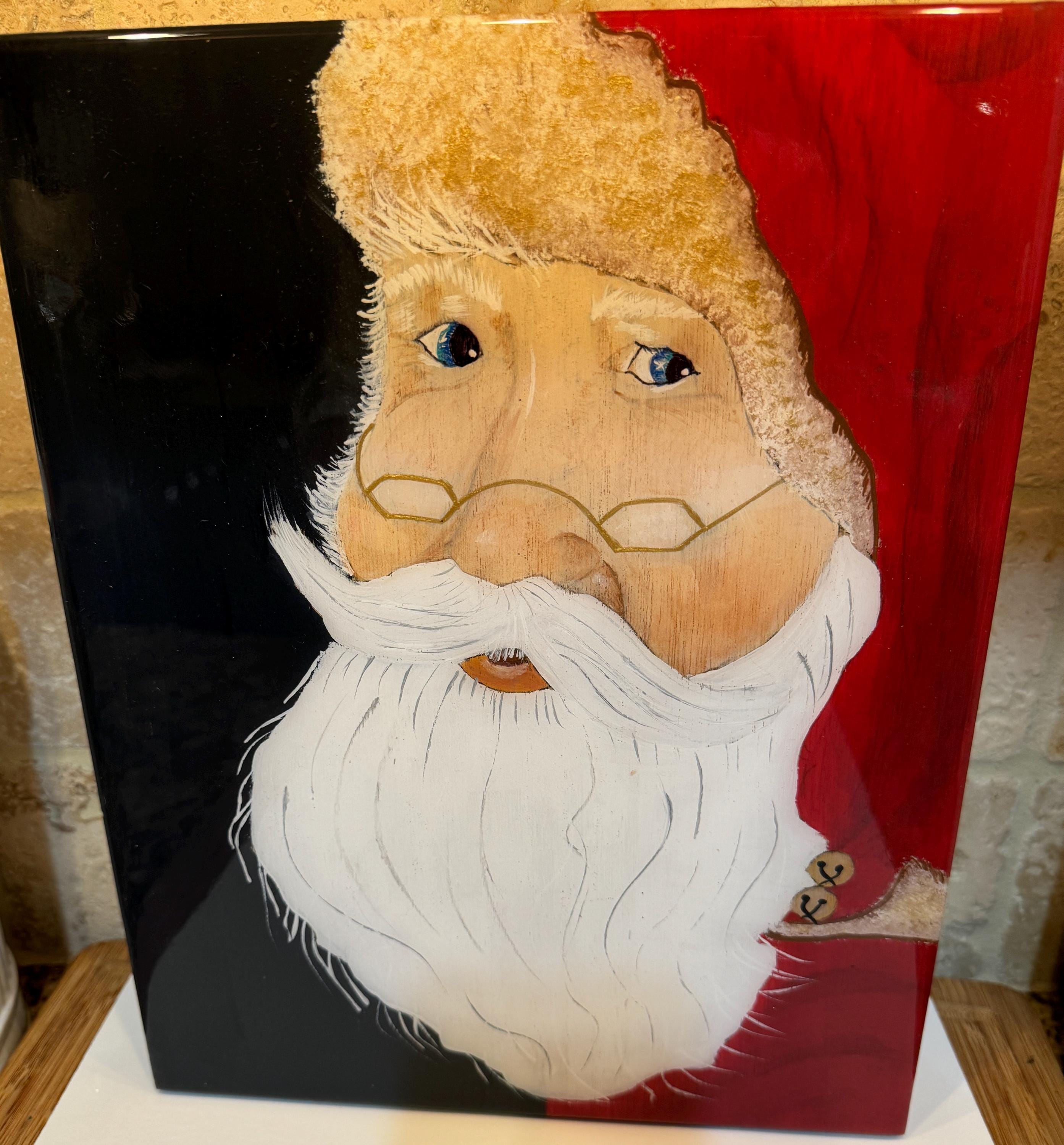 Hand Painted Santa Wooden Box, Christmas Holiday Decor (9x12x3.25) - Etsy