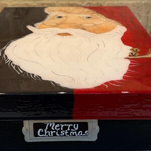 Hand Painted Santa Wooden Box, Christmas Holiday Decor (9x12x3.25) - Etsy
