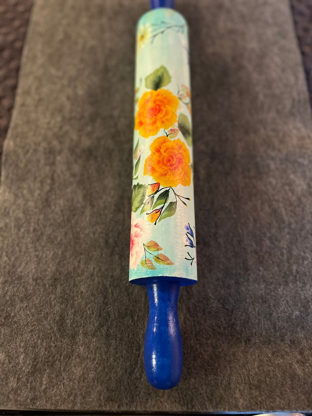 Rolling Pin, Hand Painted Rolling Pin, Decorated Rolling Pin, Floral ...