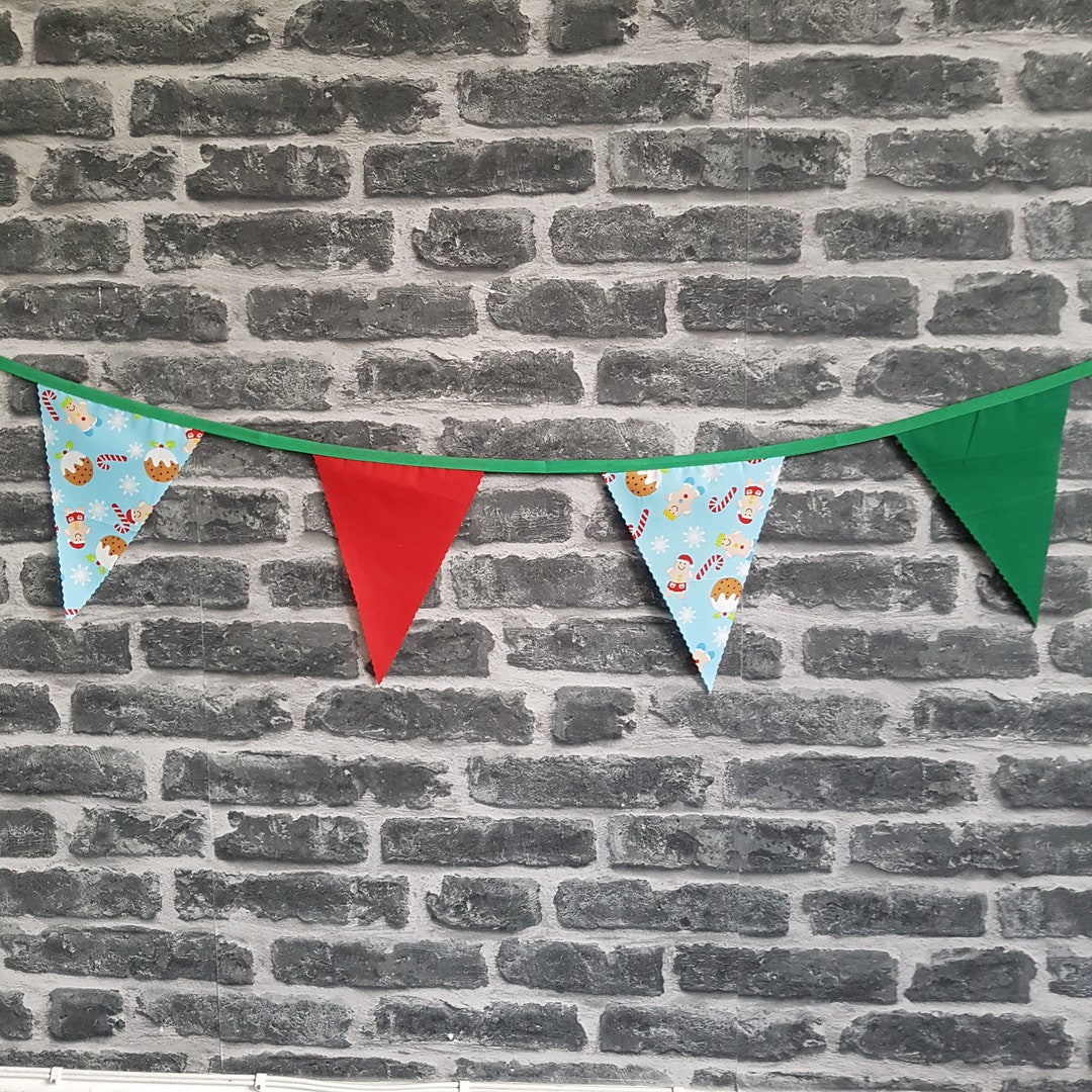 3 X 8ft HANDMADE Fabric Christmas Bunting - Single Ply - Pinked Edges ...