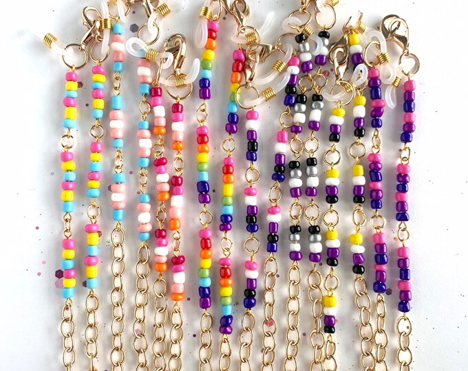 Bi Pride Stars Eyeglass Chain Bisexual Star Beads Gold Silver Pride ...