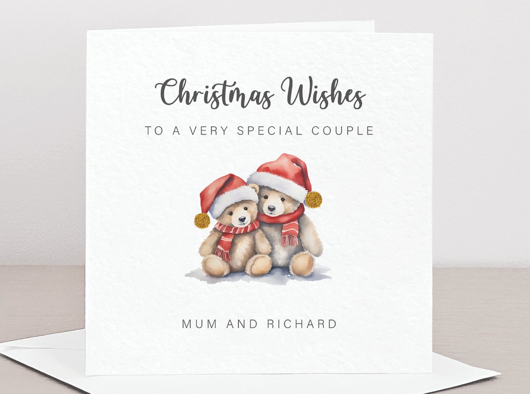 Christmas Card for Couples Cute Teddy Bear Christmas Cards Couple ...
