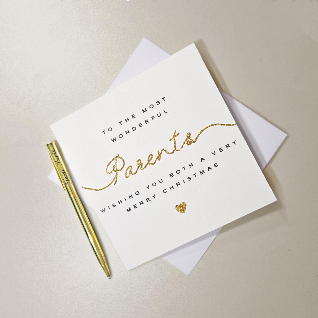 Gold Christmas Card for Parents Special Parents Christmas Card Dad and ...