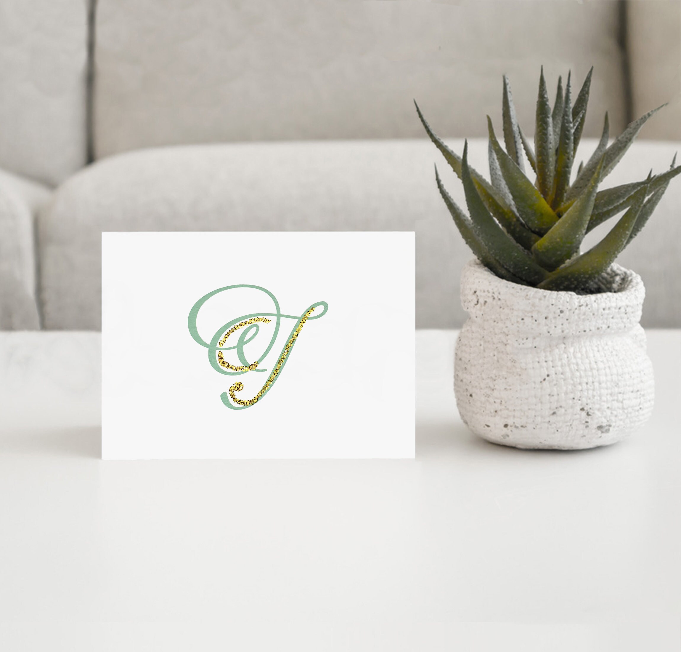 Alphabet Notecards T Card Glitter Notecard Blank Card | Etsy