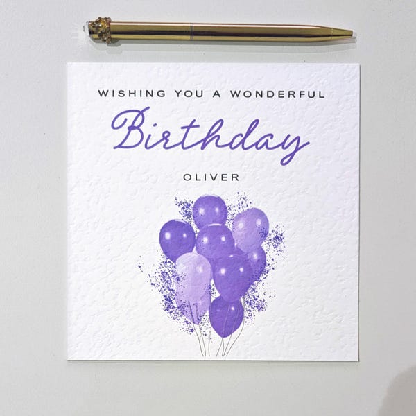 Birthday Card Purple - Etsy