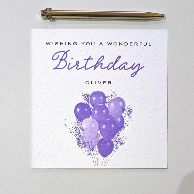 Birthday Card Purple - Etsy