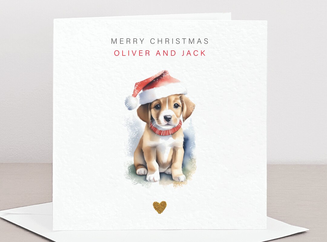 Luxury Christmas Card for Friend Cute Puppy Christmas Card - Etsy