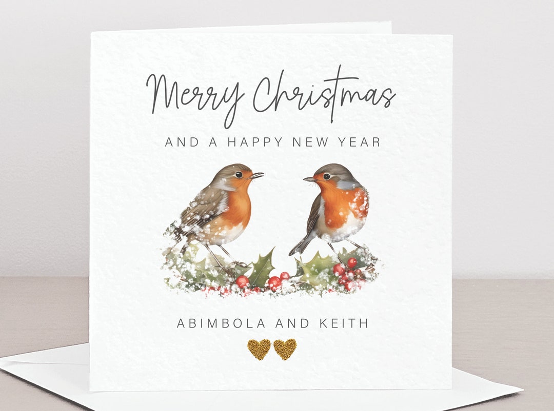 Personalised Illustration of Robins Christmas Card With Twin - Etsy