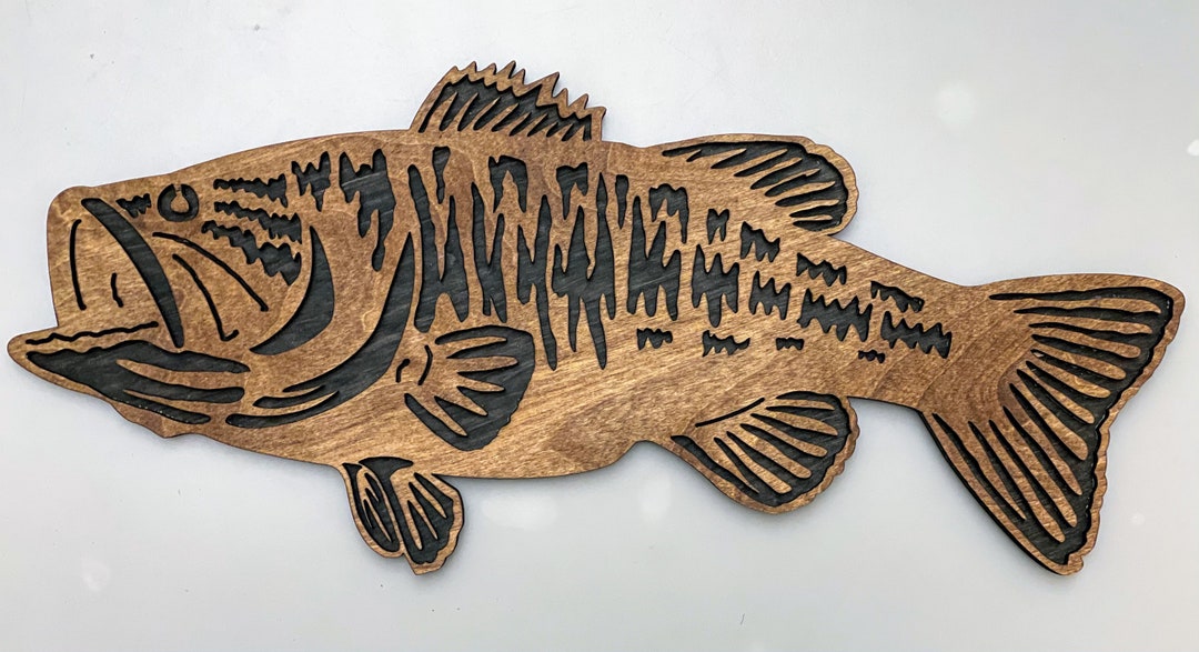 Largemouth Bass Wooden Wall Decor: Handcrafted Home Accent for Nature ...