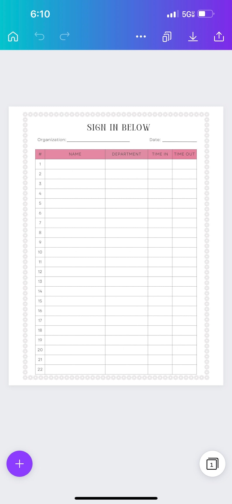 Sign in Sheet - Etsy