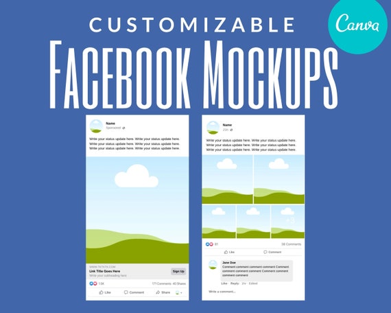 Facebook Mockup Template for Canva Fully Customizable - Etsy