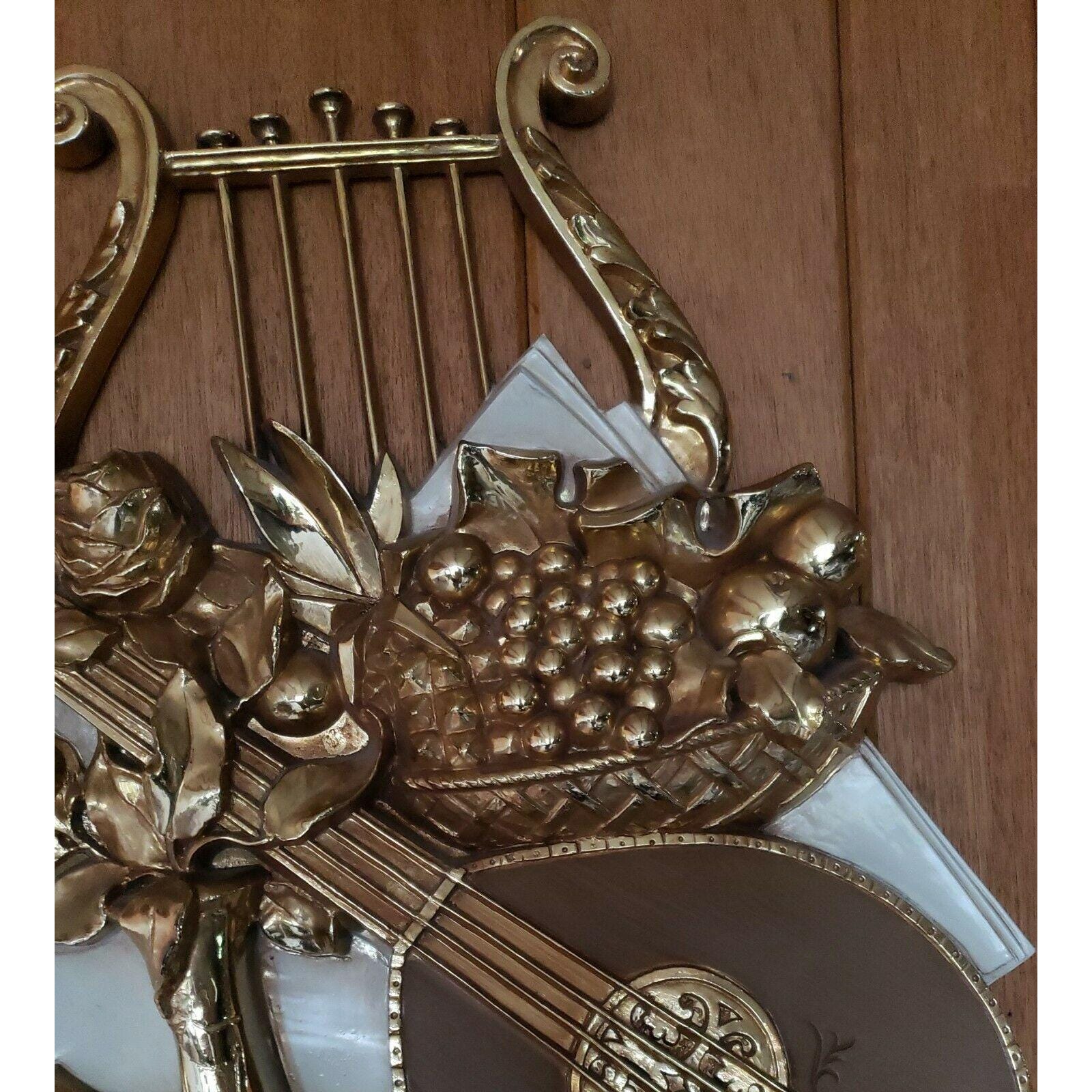 Syroco Wall Sculpture Musical Instrument Large Hollywood Regency 70s ...