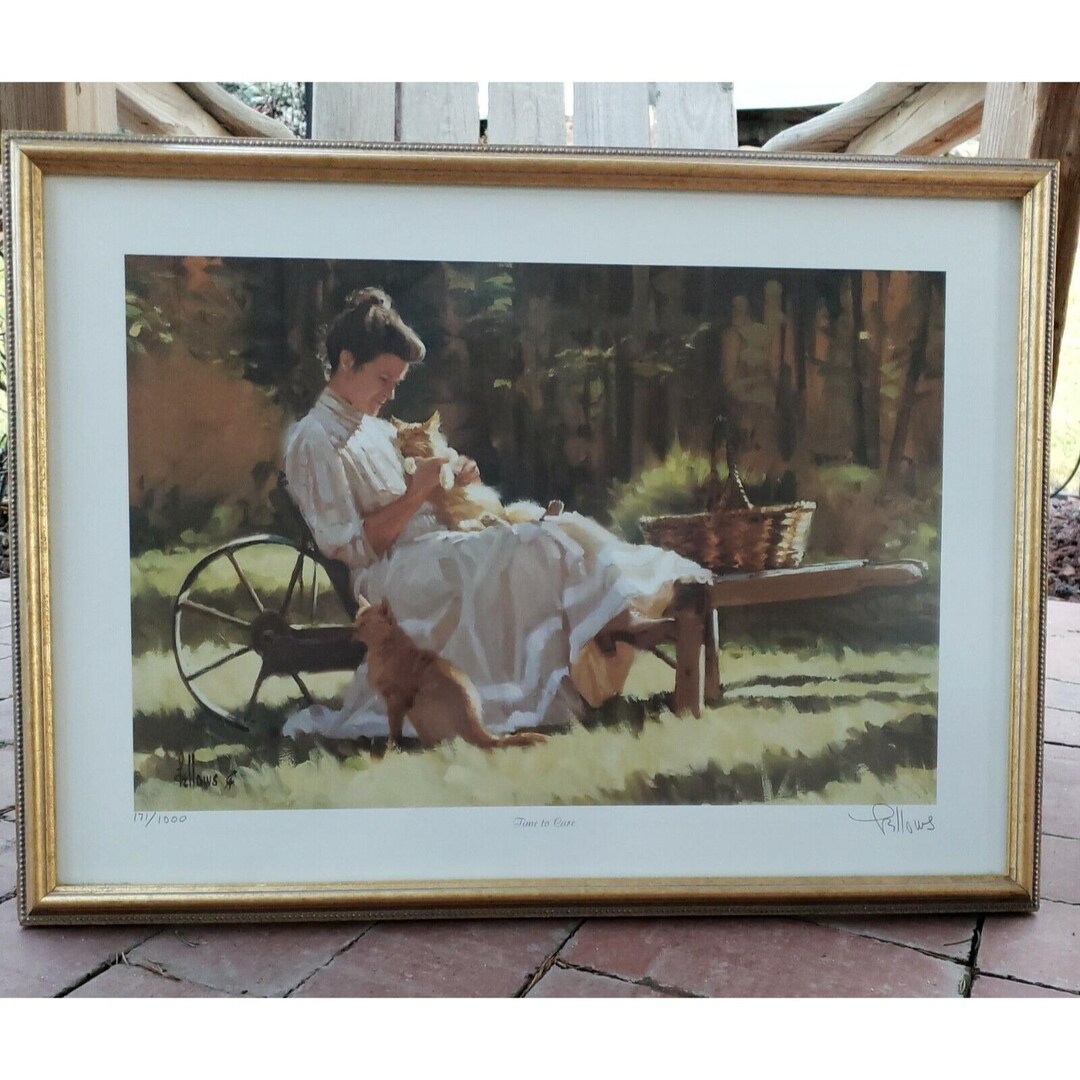 Fred Fellows Art Print Pioneer Woman With Cat A Time to Care Signed ...