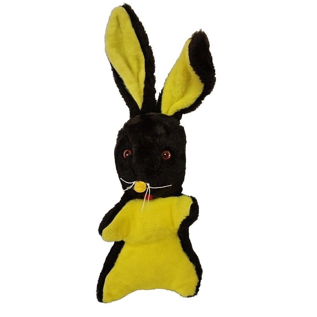 Vintage Easter Bunny Rabbit Plush Chocolate Brown Orange Spangled Eyes ...