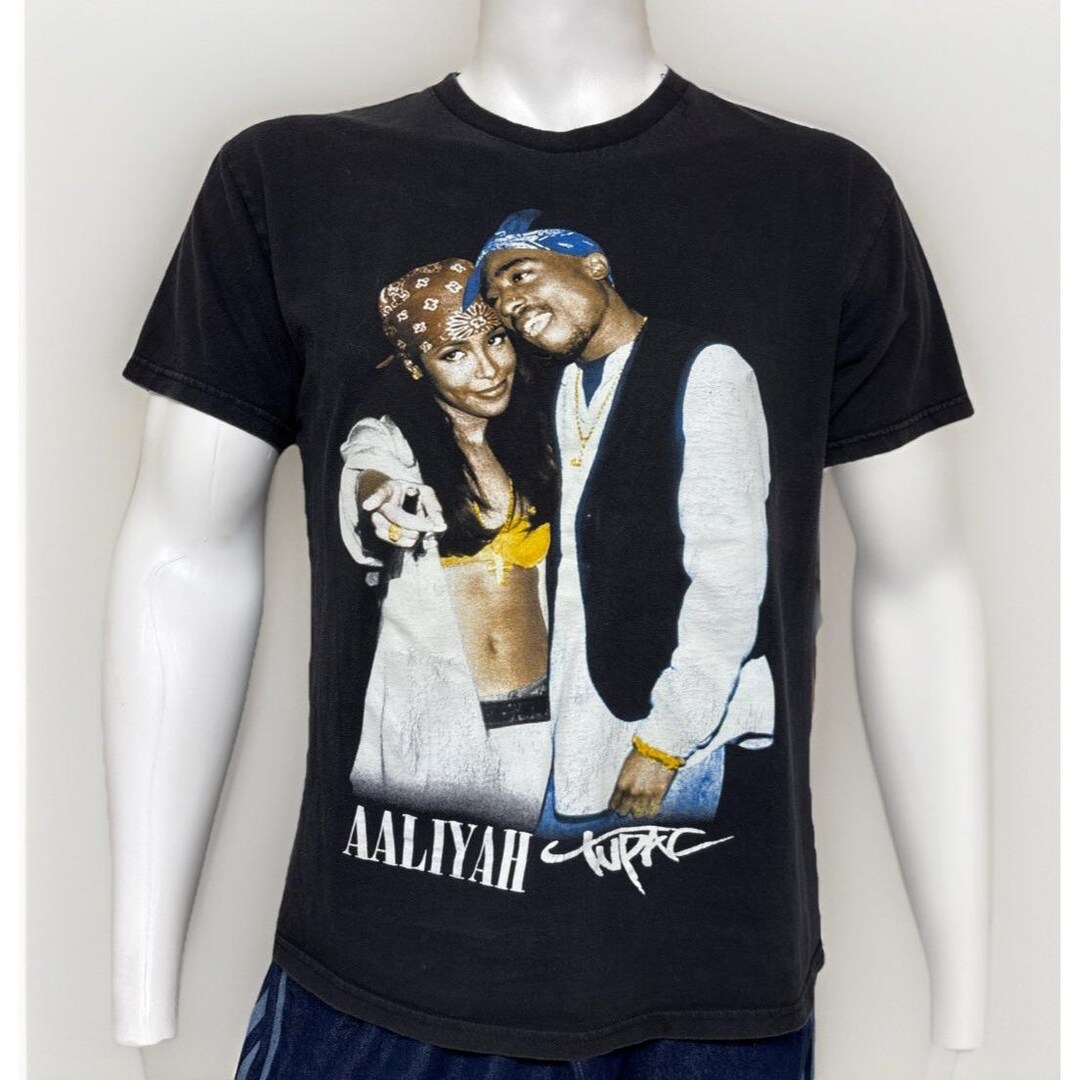 Vintage Y2K Aaliyah Tupac Memorial Rap Tee Shirt Mens Large Hip Hop ...