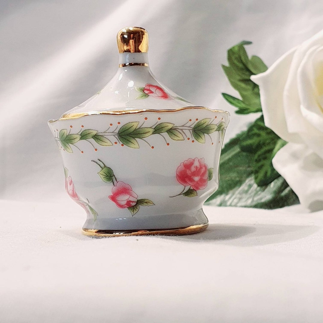 Vintage Regal Fine Bone China Lidded Box, Pink Rose Lidded Jewelry Box ...