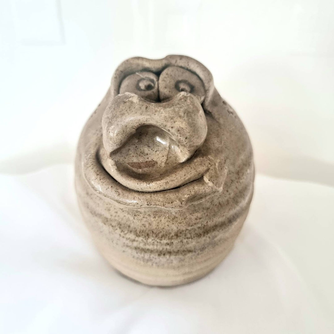 Vintage Pottery Ugly Mug Money Box, Studio Pottery Ugly Face Money Box ...