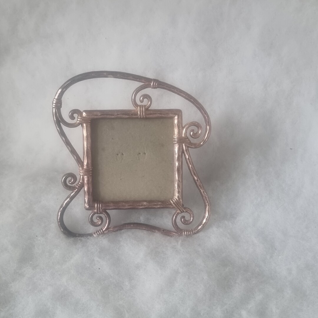 Vintage Square Ornate Metal Frame, Hammered Metal Frame, Unusual Scroll ...