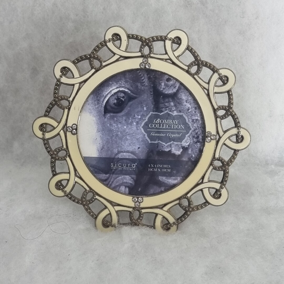 Genuine Crystal Round Frame, Round Enamel and Crystal Ornate Frame ...