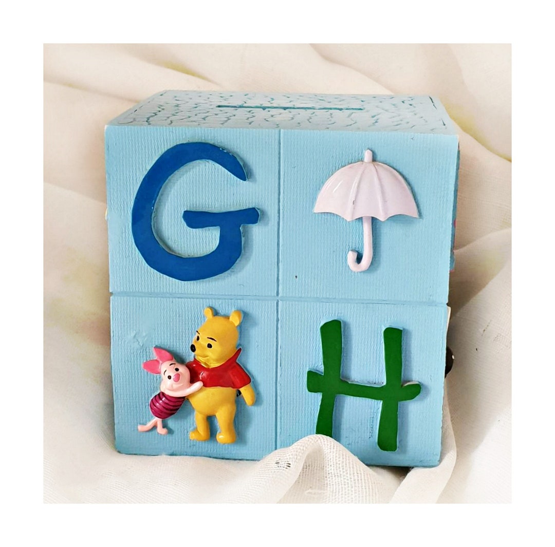 Retro Winnie Pooh Disney Money Box Cube, Disney Collectable Cube Coin ...