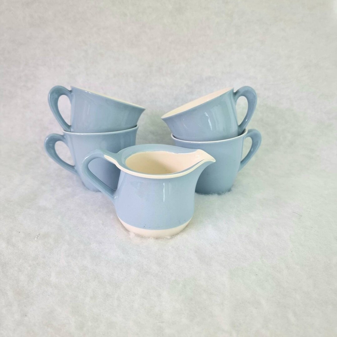 Vintage Figgjo Flint Blue Teacups Norwegian Pottery, Blue Crocus ...