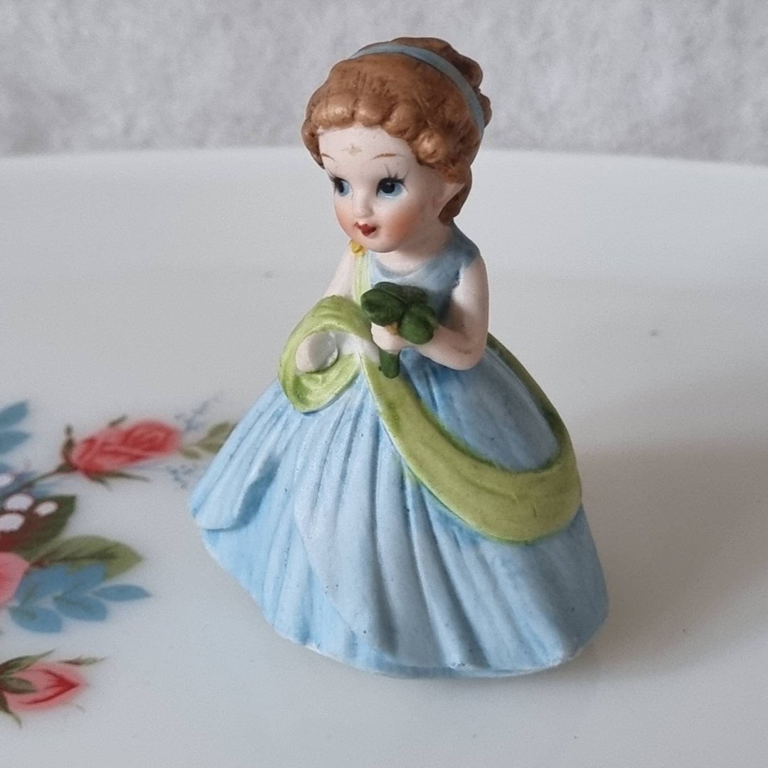 Vintage Kitsch Porcelain Girl Figurine, Blue Dress Figurine Girl Alfro ...