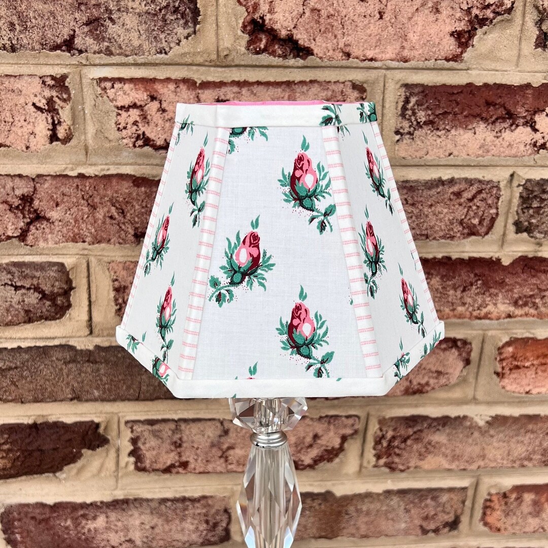 Floral Lampshade Pink Roses Lamp Shade Vintage Laura Ashley Fabric Clip ...