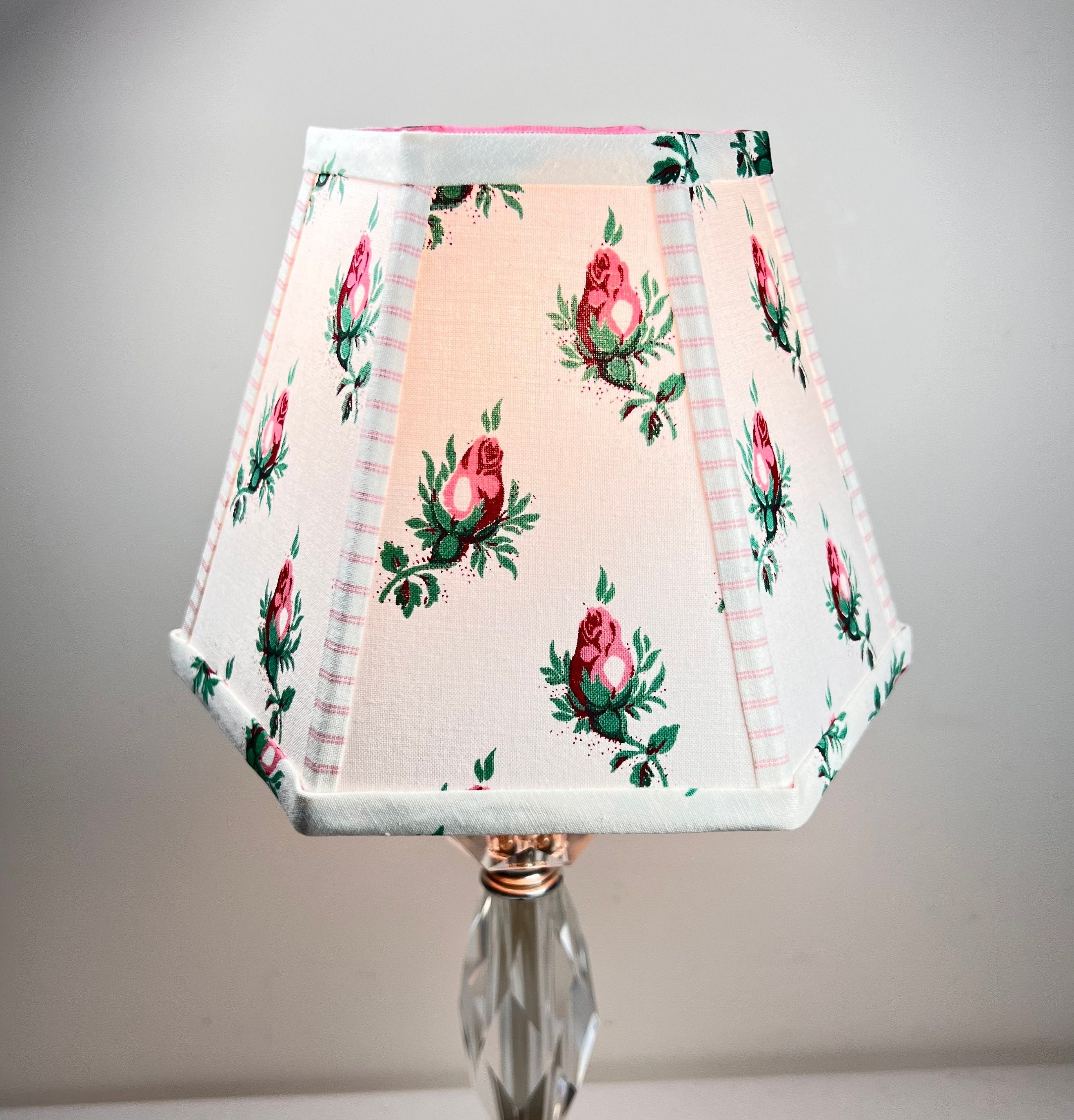 Floral Lampshade Pink Roses Lamp Shade Vintage Laura Ashley Fabric Clip ...