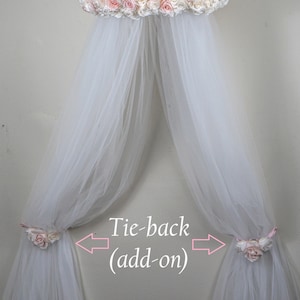 Canopy Tie Backs, Curtain Tie Backs, Flower Tie Backs, Ivory and Blush ...