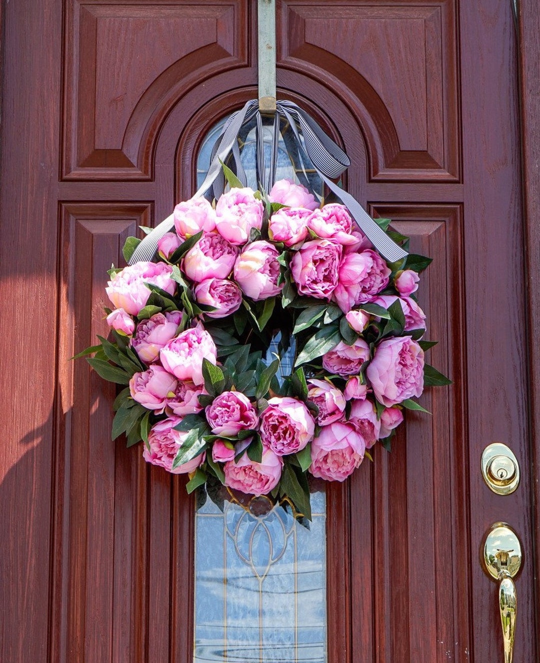 Spring Peony Wreath, Faux Pink Blooms, Front Door Decor - Etsy