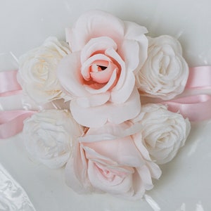 Canopy Tie Backs, Curtain Tie Backs, Flower Tie Backs, Ivory and Blush ...