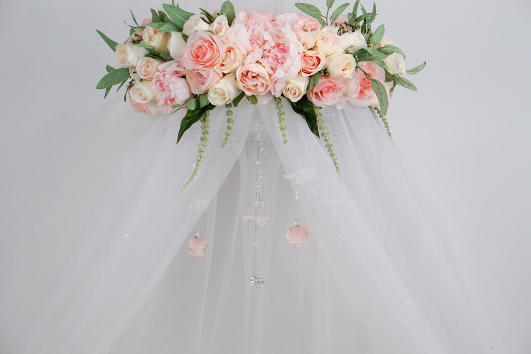 Hangs From Ceiling Round Canopy, Floral Canopy, Crib Canopy, Flower ...