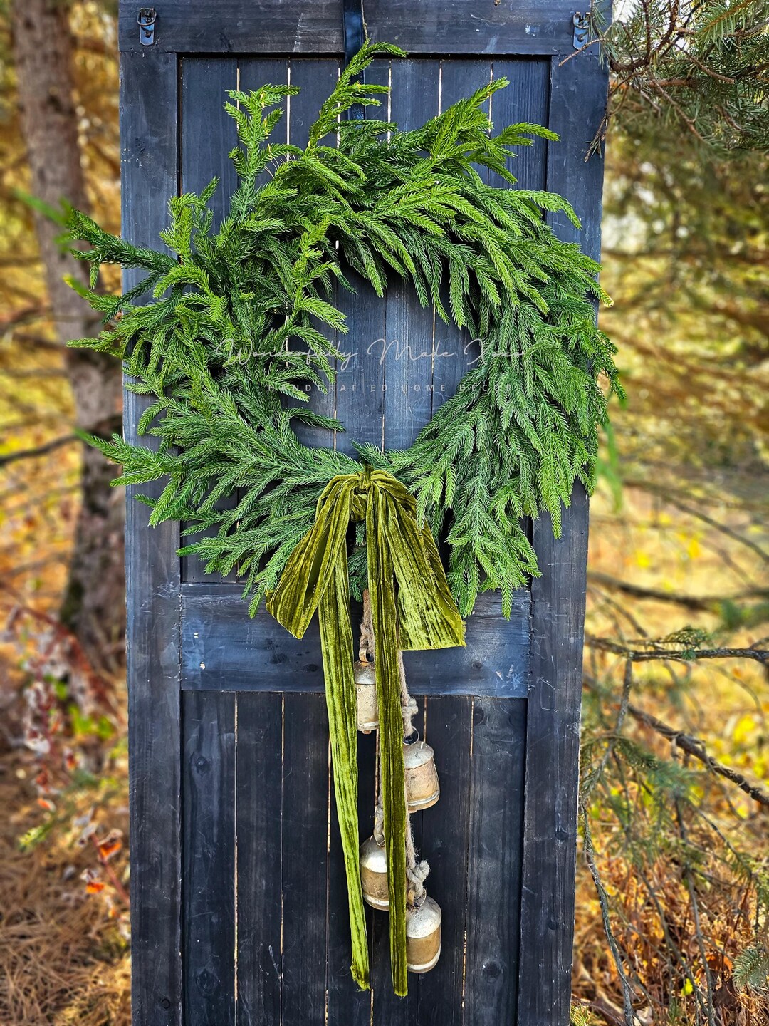 Real Touch Norfolk Wreath, Norfolk Pine Door Wreath, Christmas Wreath ...