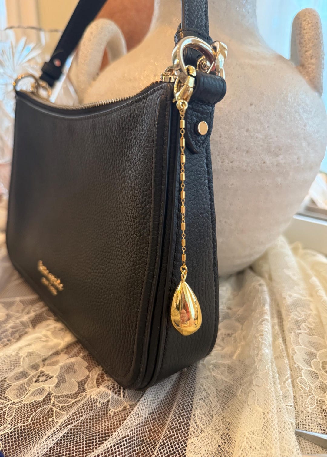 Gold Teardrop Bag Charm • 18k Gold-filled, Luxe Keychain - Etsy