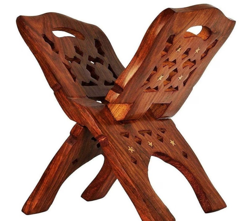 Wooden Holy Book Stand Rehal for Pooja Reading Geeta Bible Quran Books ...