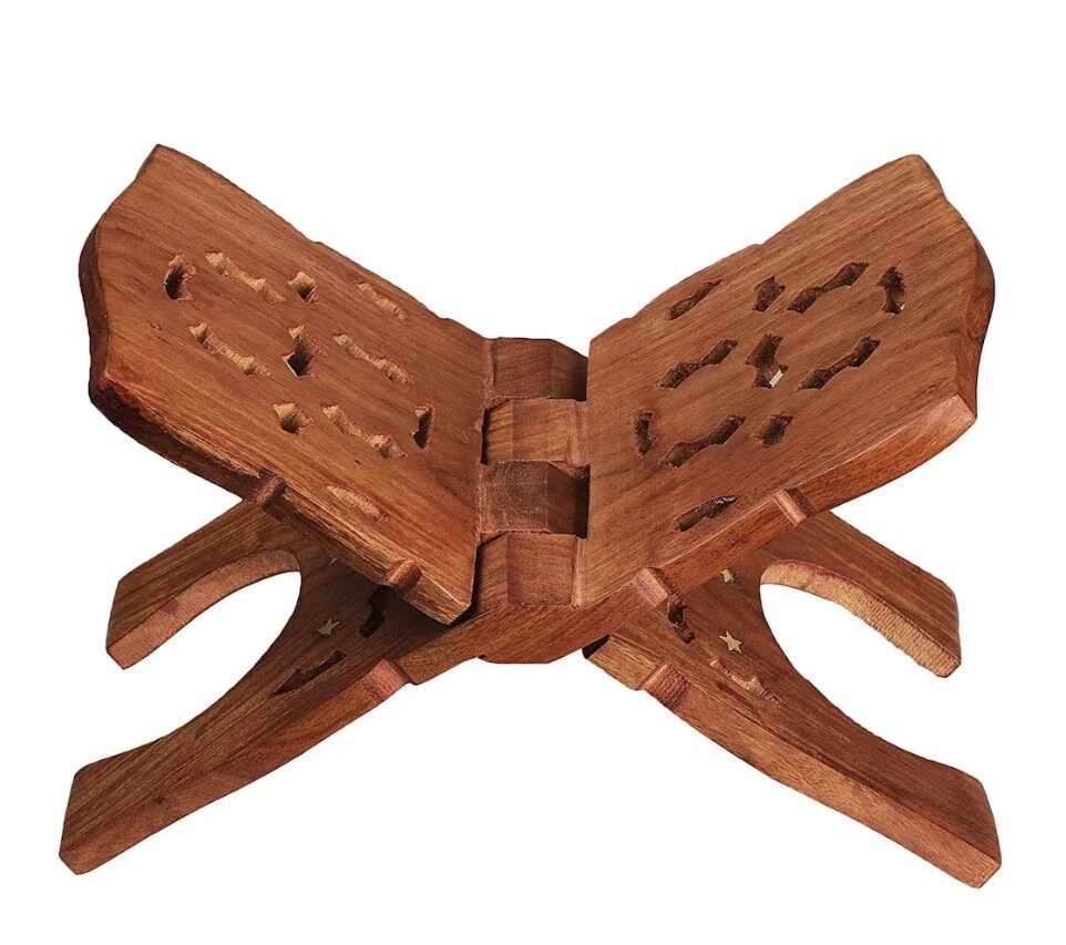 Wooden Holy Book Stand Rehal for Pooja Reading Geeta Bible Quran Books ...